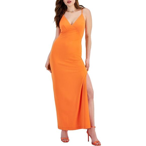 Guess | Dresses | Guess Womens Ramsha Orange Satin Long Formal Maxi ...